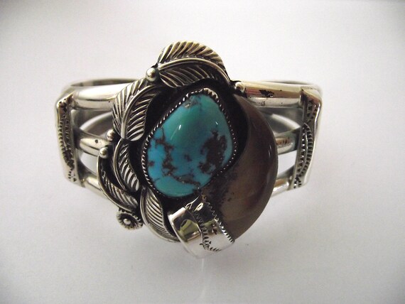 Navajo Loren Begay Cuff 1970s Morenci Turquoise Sterl… - Gem