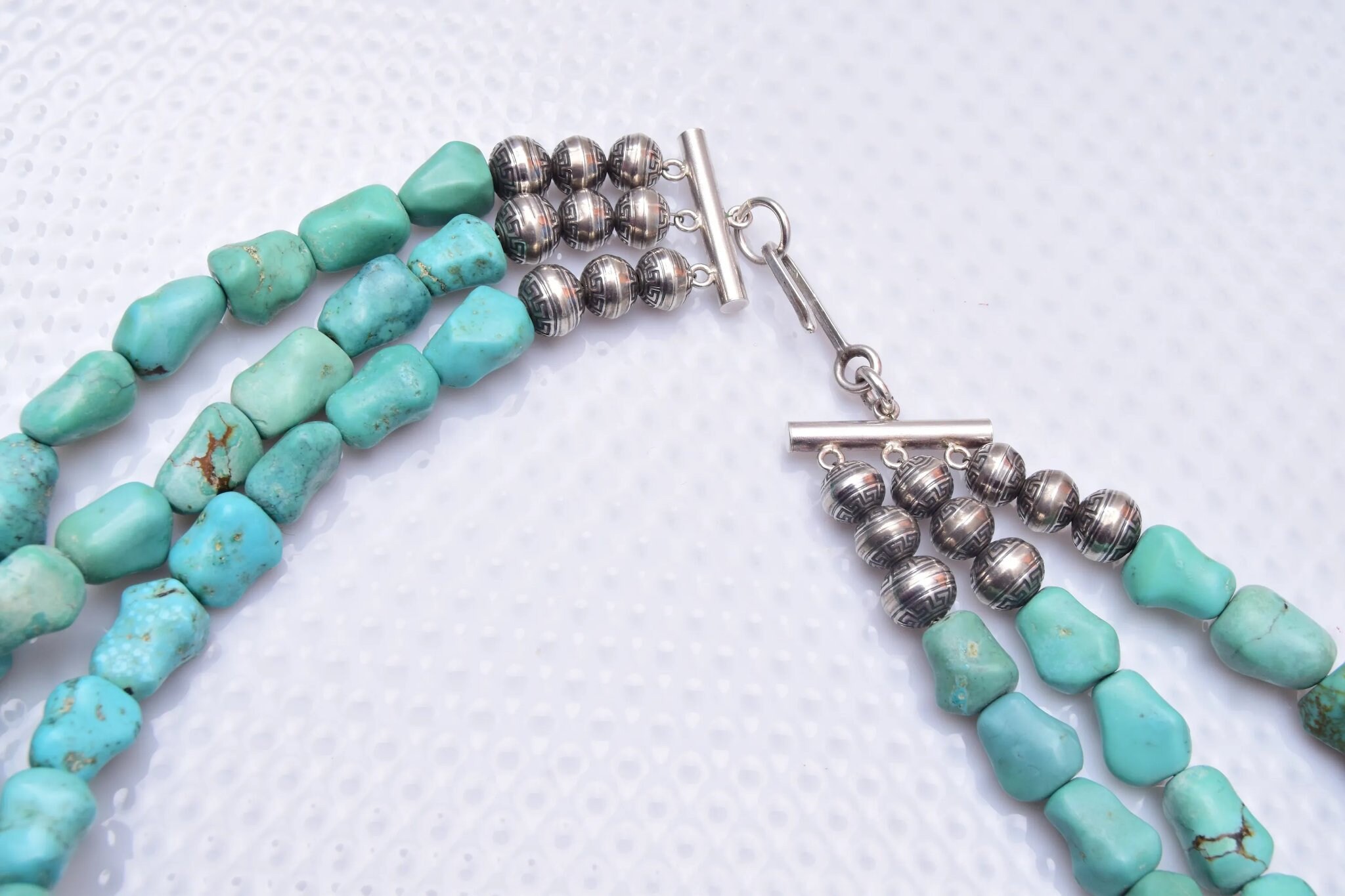 Vintage Mid-century Turquoise 145 Grams Knuckle Beads 3 Strand (49 ...