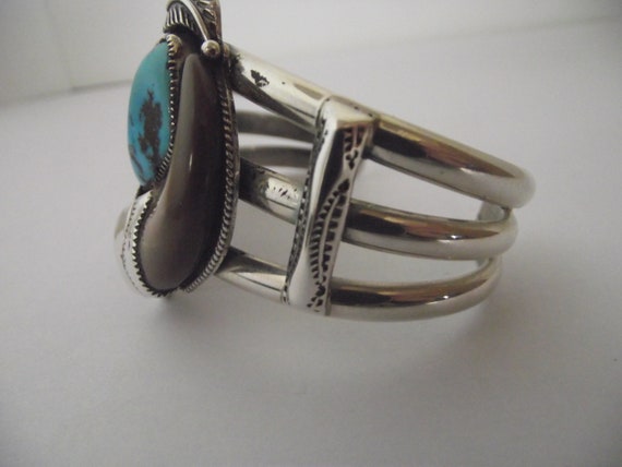 Navajo Loren Begay Cuff 1970s Morenci Turquoise Sterl… - Gem