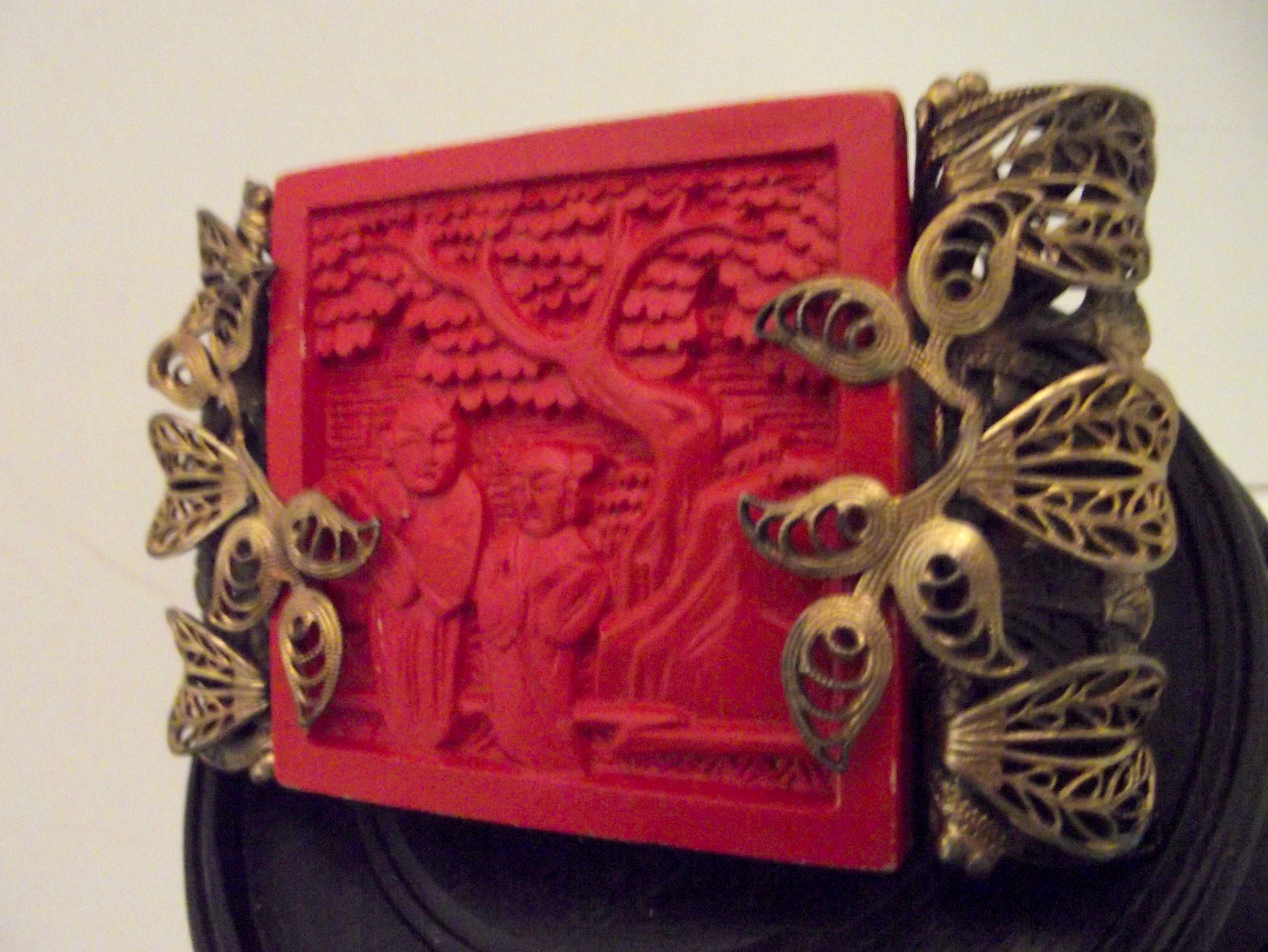 Chinese RARE 1930s DECO Brooch Cinnabar Ben Meltzer NY - Etsy