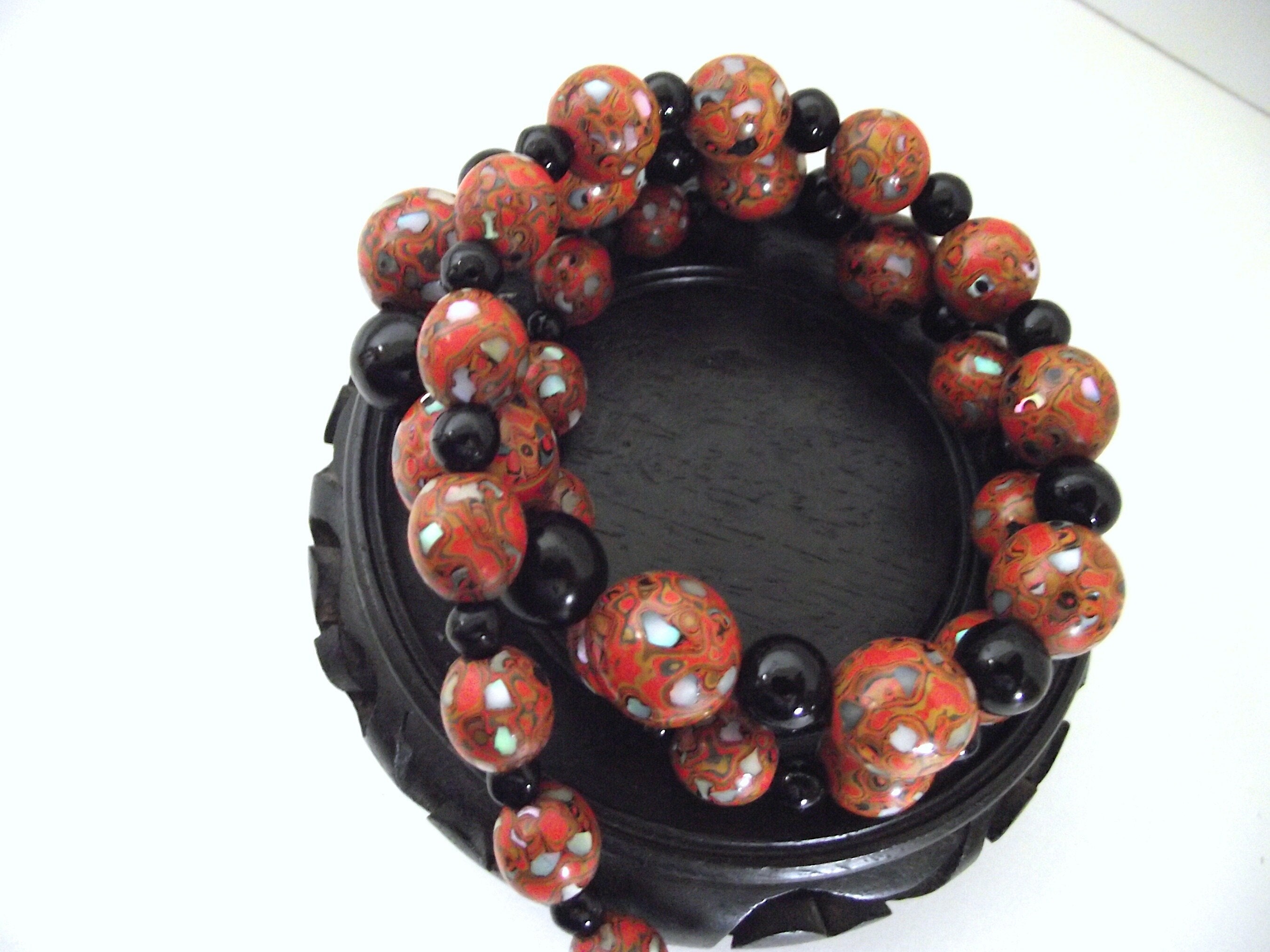 Japanese Ojime Style Mokume Lacquer Abalone Inlay Bead Graduated ...