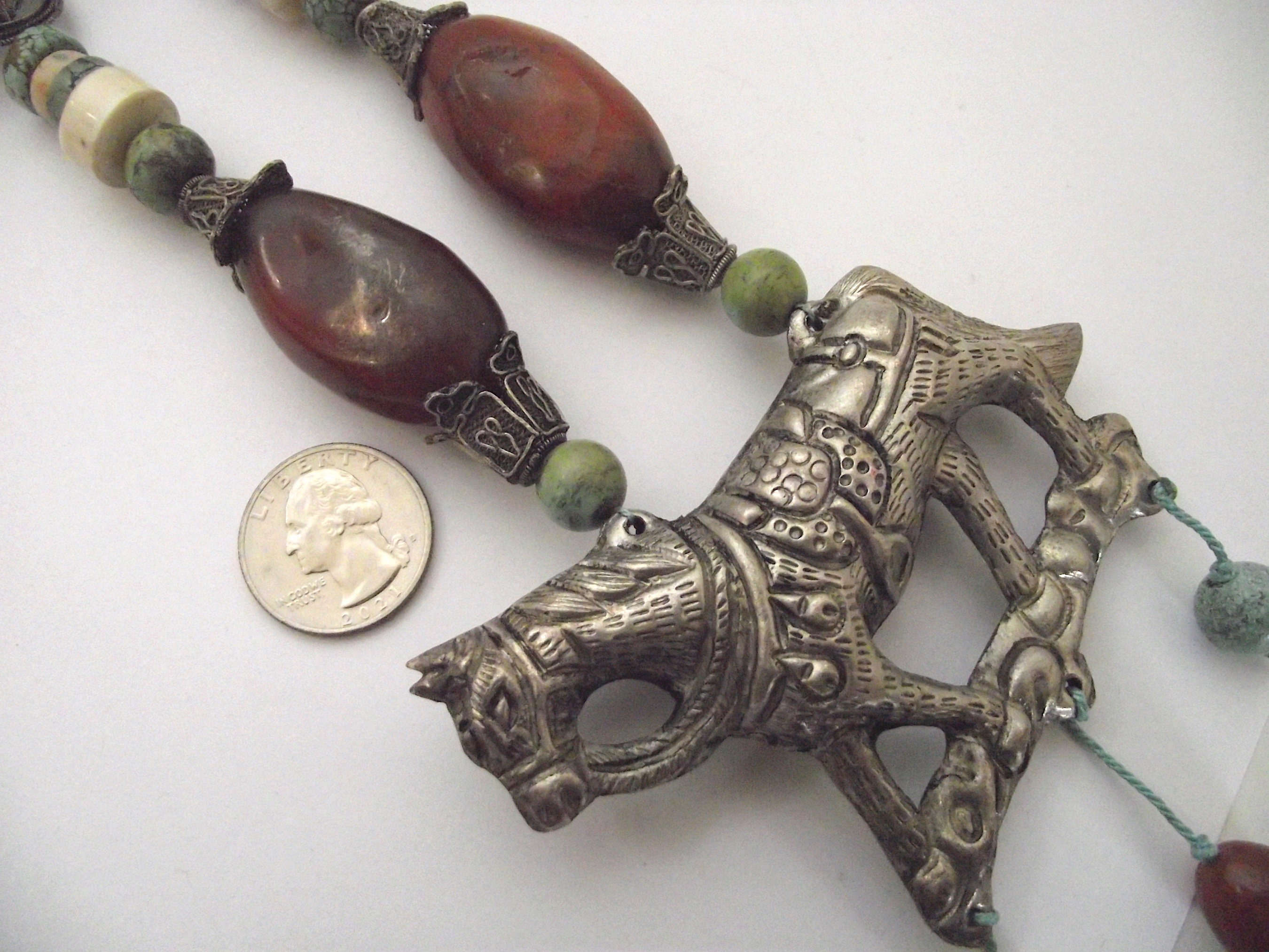 Vintage Chinese Tibetan Export 1930s Silver Horse Pendant With ...