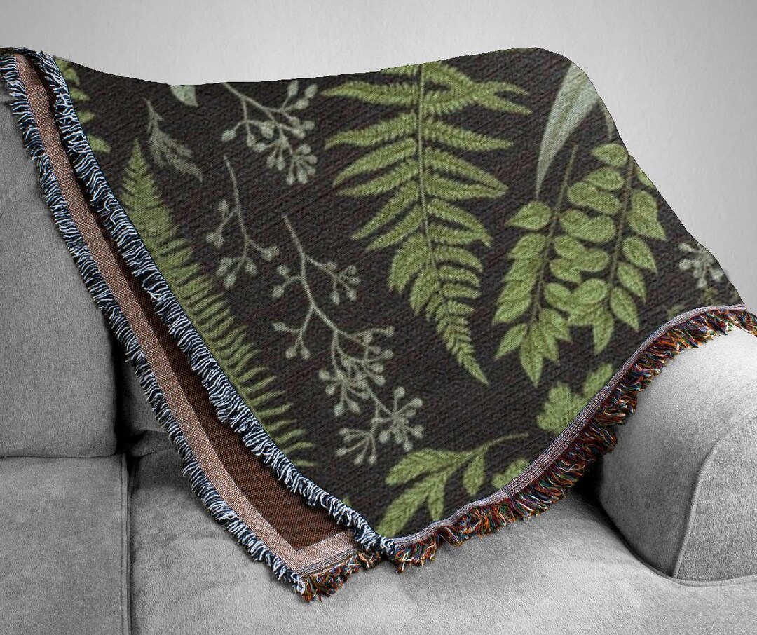 Fern and Plant Leaves Woven Blanket, Botanical Decor - Etsy