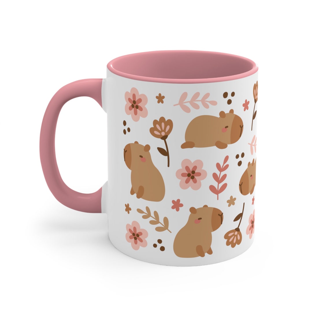Capybara and Flowers Coffee Mug 11oz for Her, Capybara Lover. Capybara ...