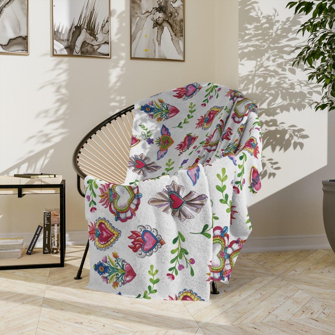 Sacred Heart Mexican Blanket: Milagritos Flannel Plush Throw (60x80 ...