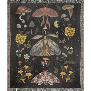Dark Forest Moth Woven Blanket – Gothic Cottagecore Throw With ...