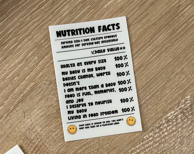 Nutrition Label Sticker | Mental Health Awareness | NEDA | Eating ...