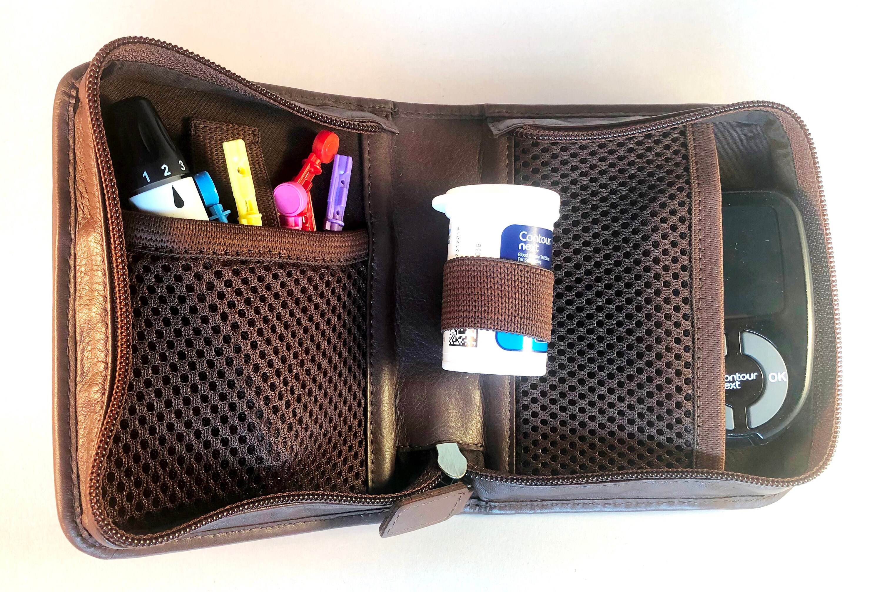Diabetic Glucometer / Glucose Meter Quality Nappa Leather Case EARTHY ...