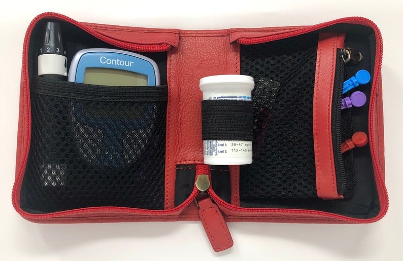 Diabetic Glucometer / Glucose Meter - Quality Nappa Leather Case - RED ...