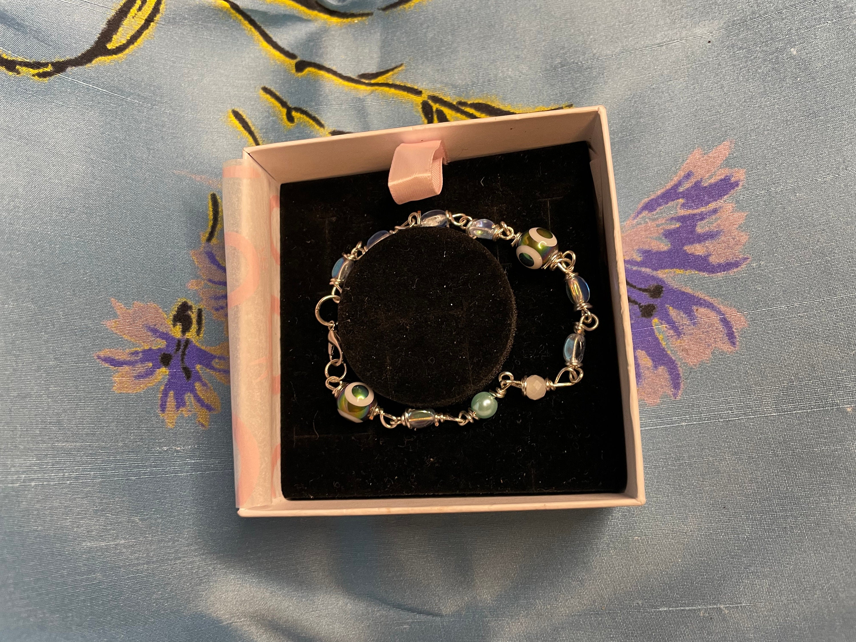 Evil Eye With Light Blue Bohemian Glass Czech Rep. Beads, Robins Egg ...