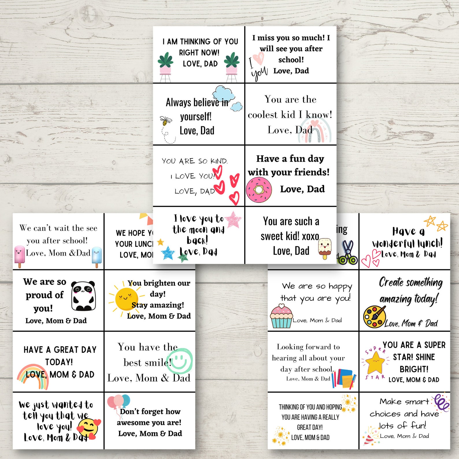 Kids Lunchbox Note Cards, Printable Gifts for Family, Motivational Fun ...