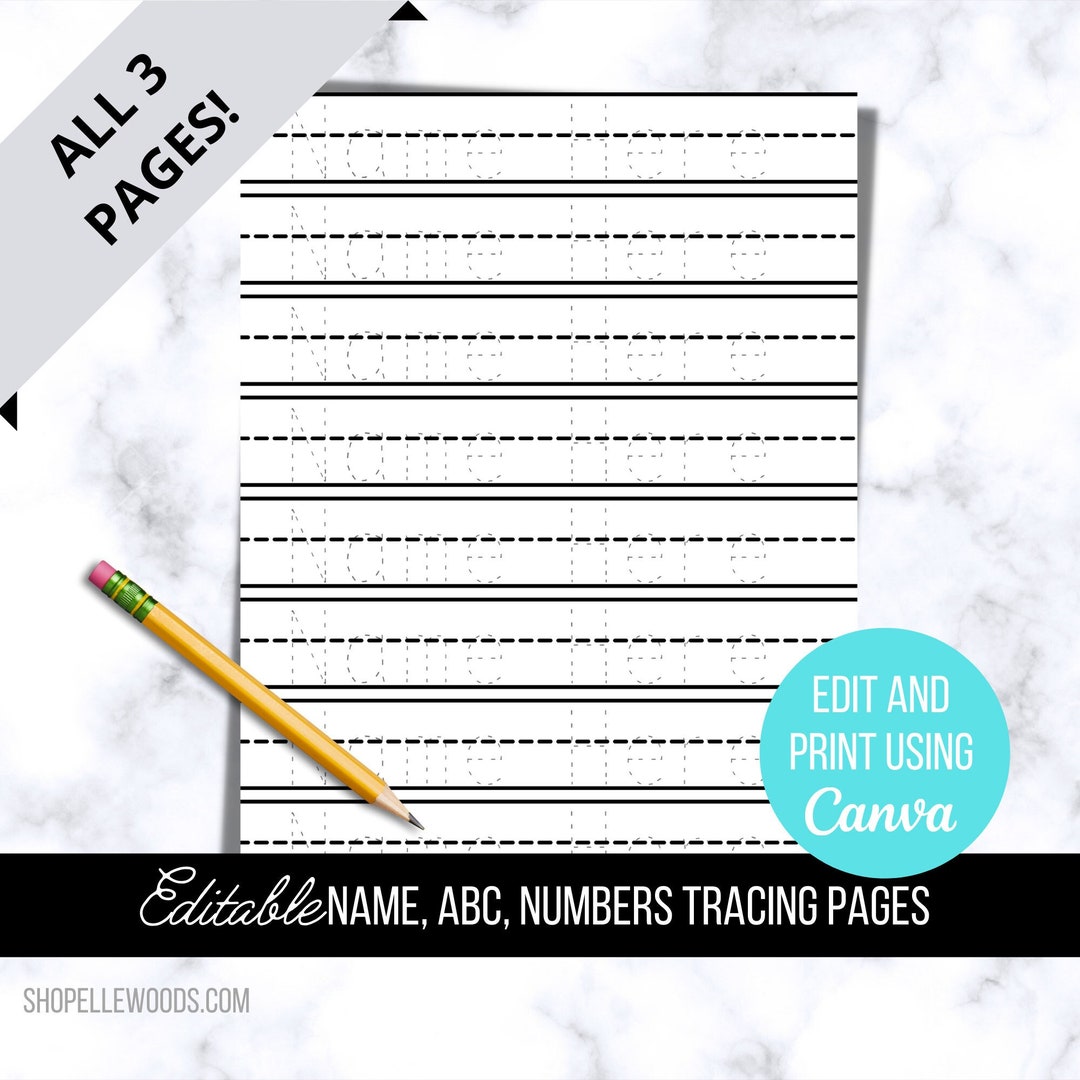 Kids Handwriting Traceable Name, Printable Number Tracing, Educational ...