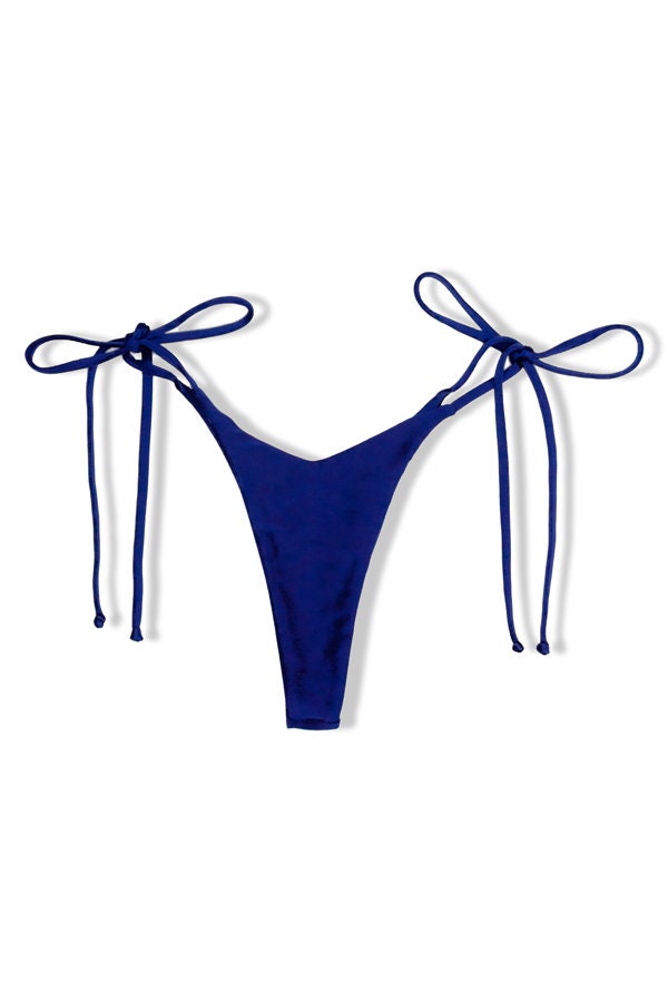 Blue Thong Bikini Bottoms | Tie Side Cheeky Swimwear Bottoms |V Shape ...