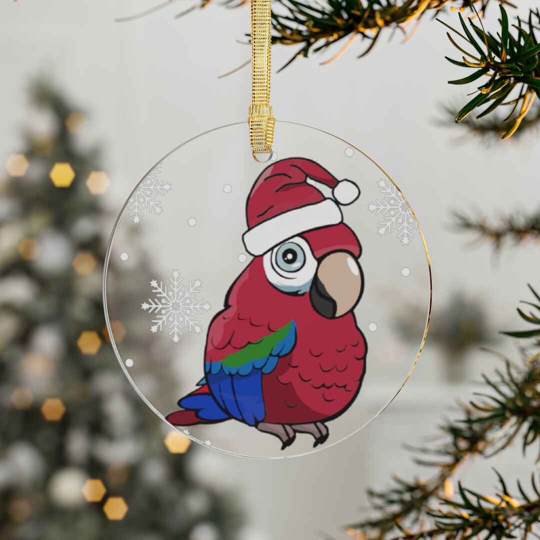 Chubby Green Winged Macaw Acrylic Ornaments, Cute Macaw Ornament ...