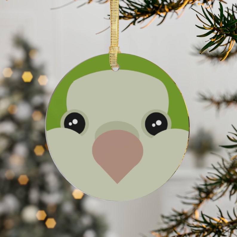 Chubby Green Quaker Acrylic Ornaments, Cute Quaker Ornament, Parrot ...