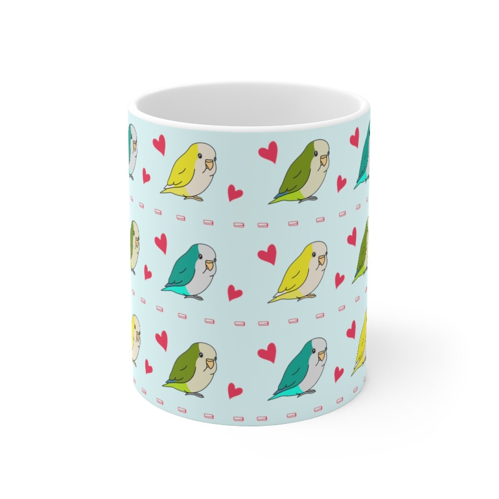 Chubby Quakers Pattern Mug Cute Quaker Parrot Ceramic Mug - Etsy