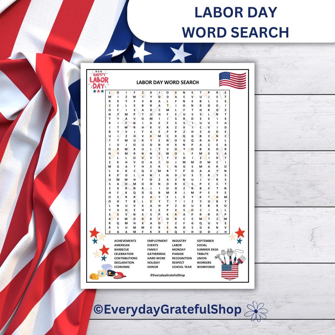Labor Day Themed Word Search Puzzle – Perfect for Family Gatherings ...