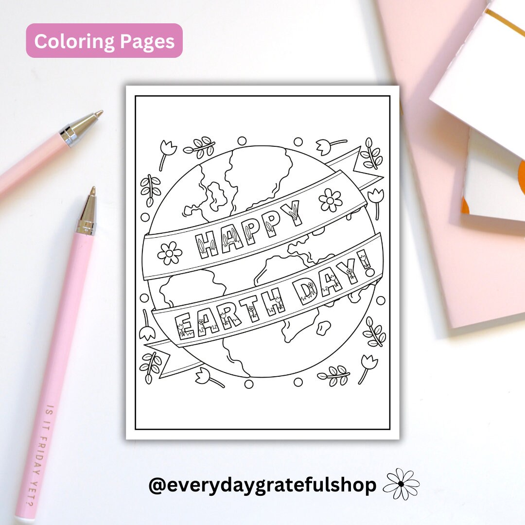 Coloring Pages for Kids Earth Day Printable Art Prints on Demand Earth ...