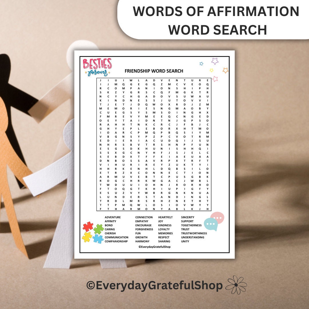 Friendship Word Search Word Search Friends Fun Friendship Activity ...