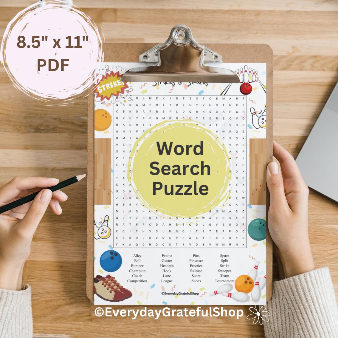 Bowling Word Search Puzzle: Printable Kids Party Game (PDF Download - Etsy