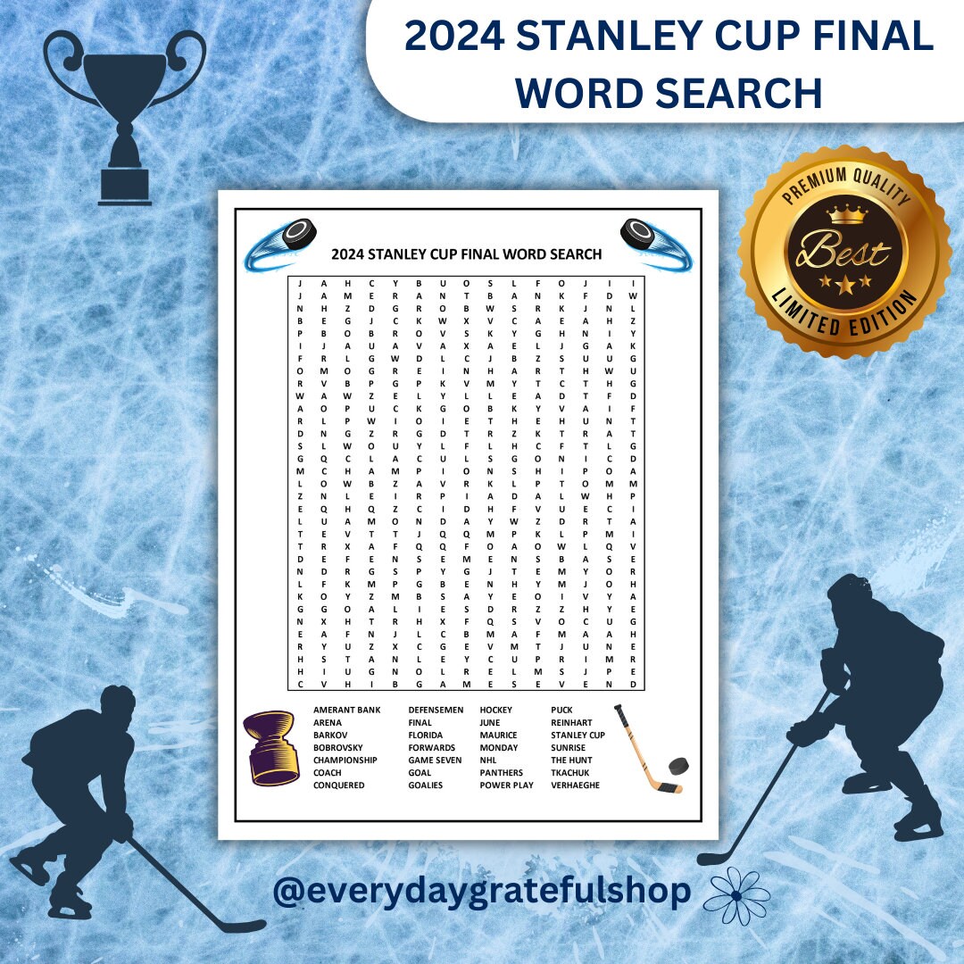 2024 Stanley Cup Final Word Search Puzzle NHL Champions Iconic Moments ...