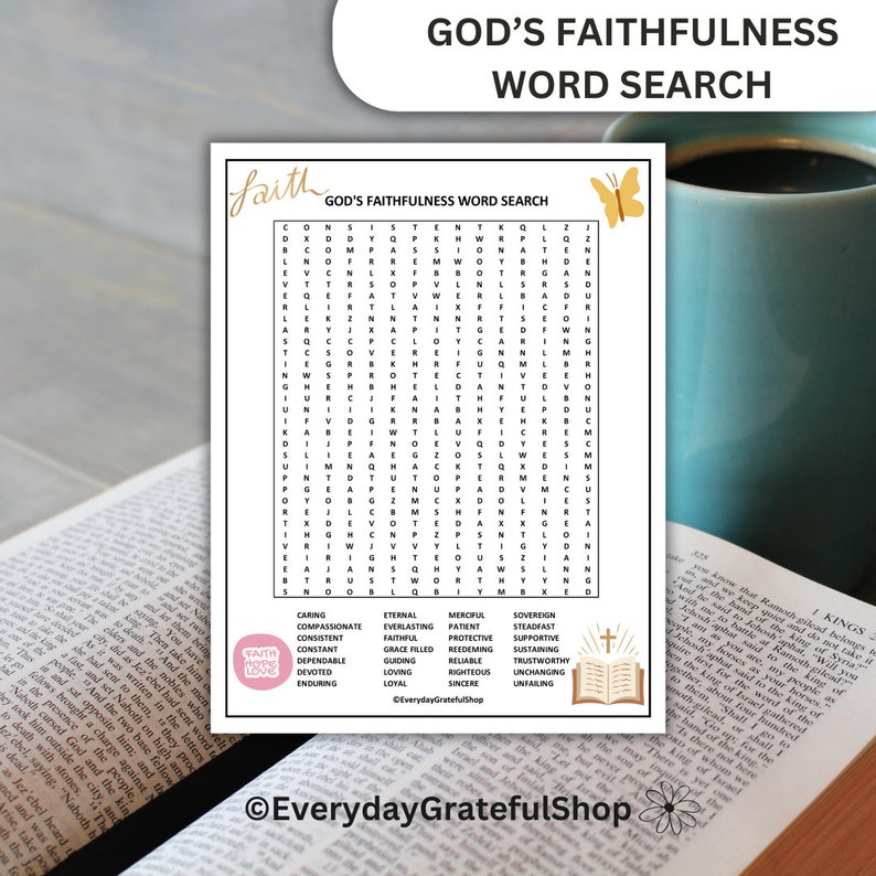 God's Faithfulness Word Search Puzzle: Bible Activity (digital Download ...