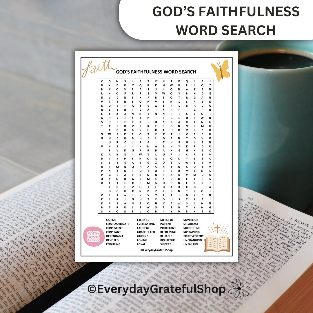 God's Faithfulness Word Search Puzzle: Bible Activity (digital Download ...