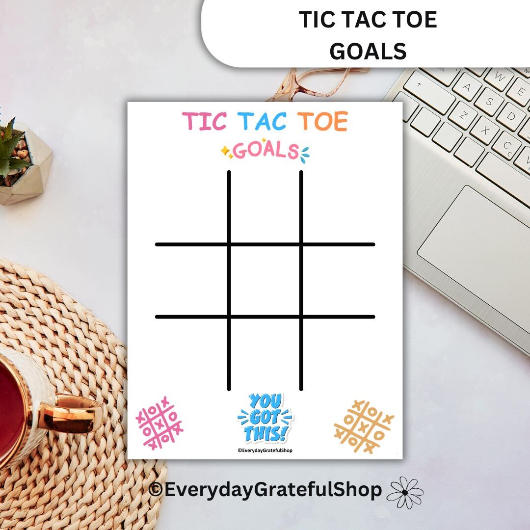 Printable Tic Tac Toe Goals Fillable PDF | Customizable Goal Tracker ...