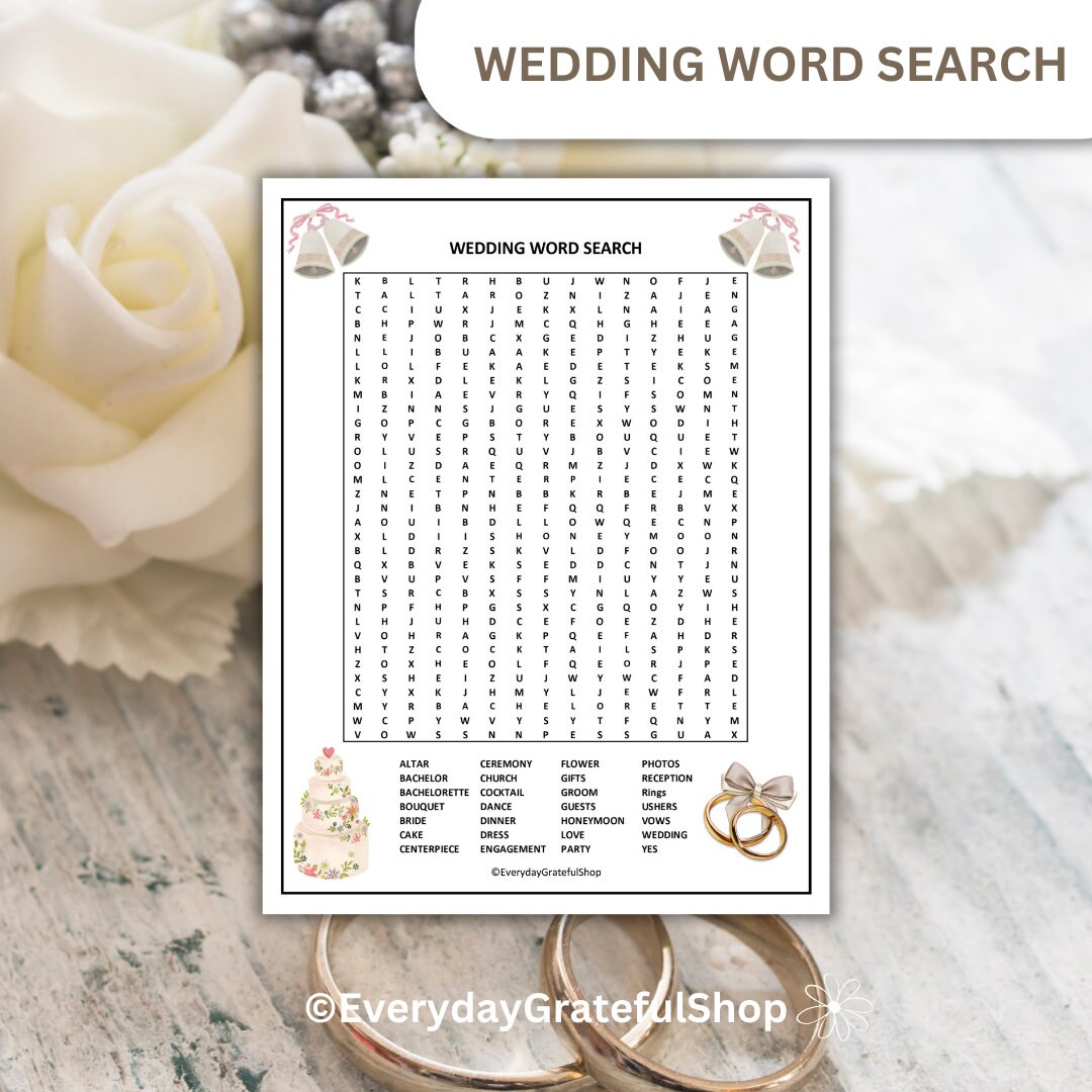 Wedding Word Search Puzzle: Bridal Shower Game (digital Download) - Etsy