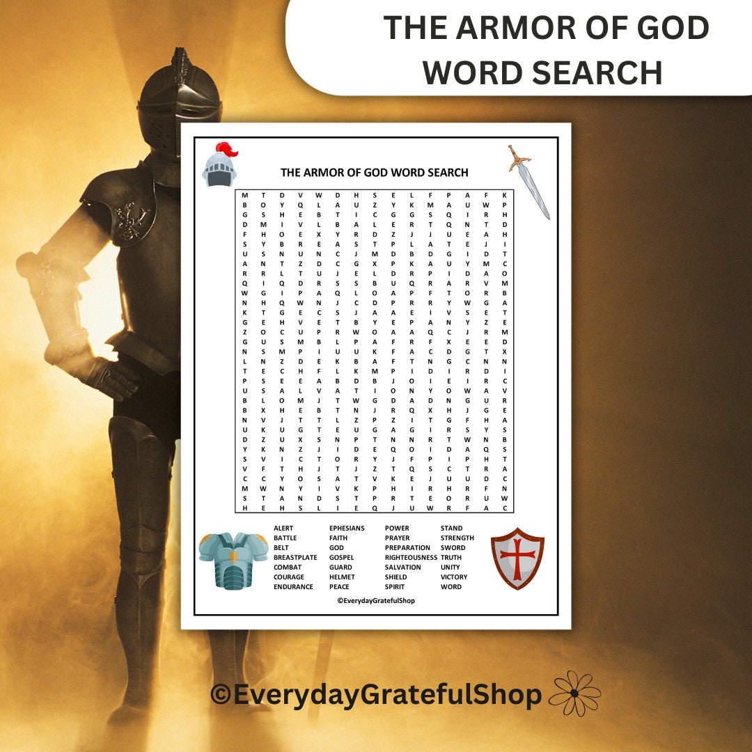 Armor of God Word Search Faith-based Puzzle Bible-themed Activity Armor ...