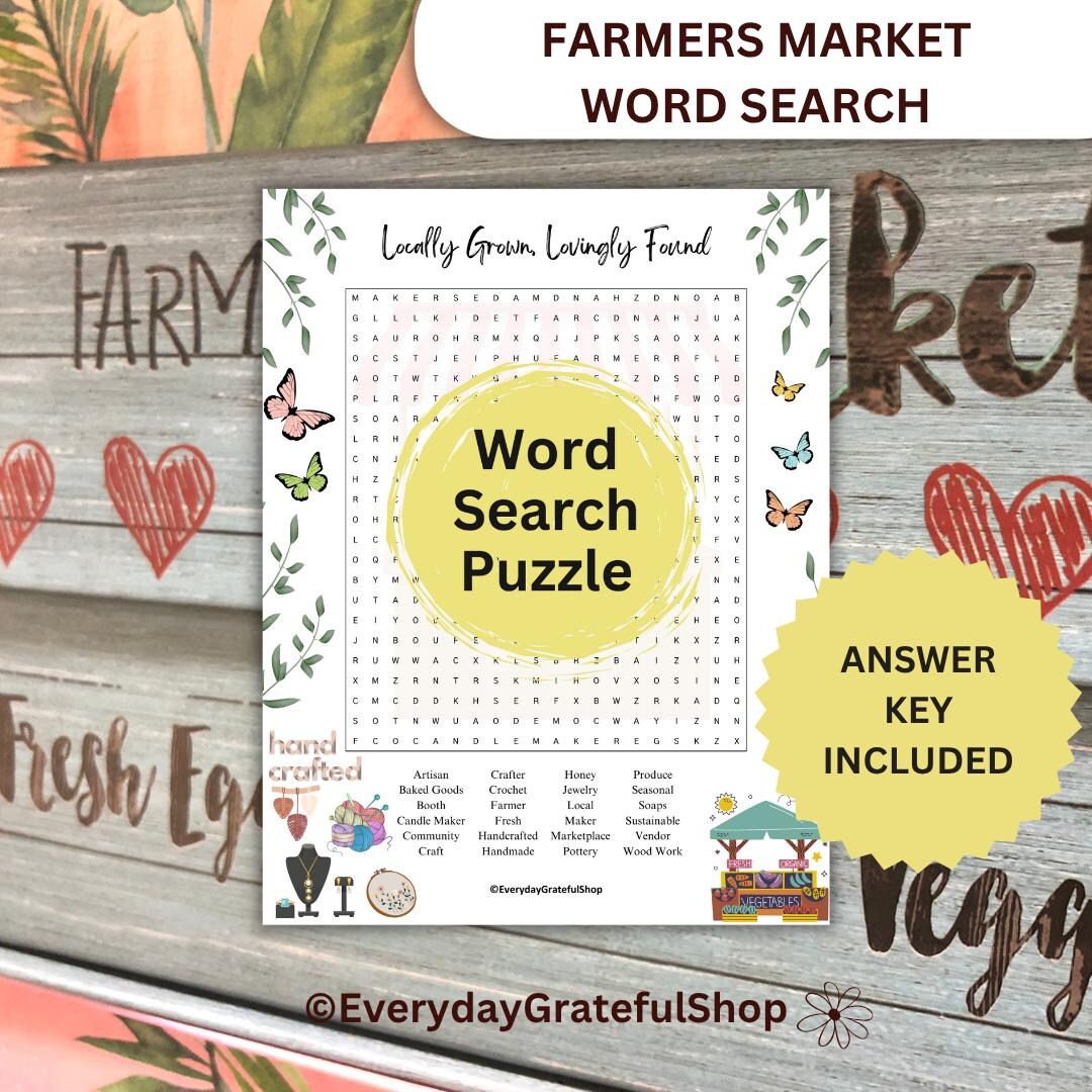 Locally Grown Lovingly Found Farmers Market Word Search Puzzle ...