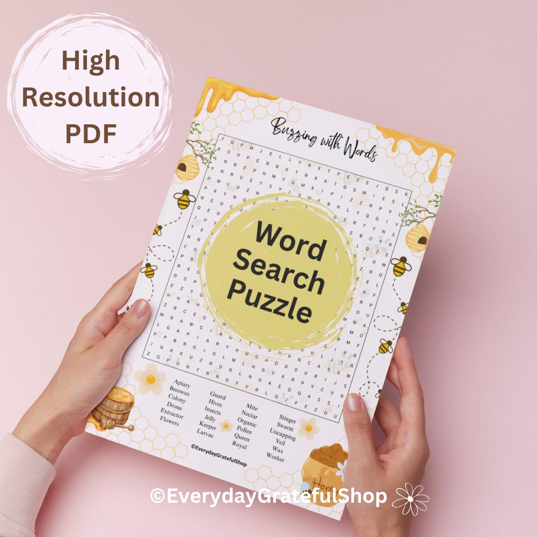 Bee Word Search Puzzle Printable | Fun Bee Lover Activity | Educational ...