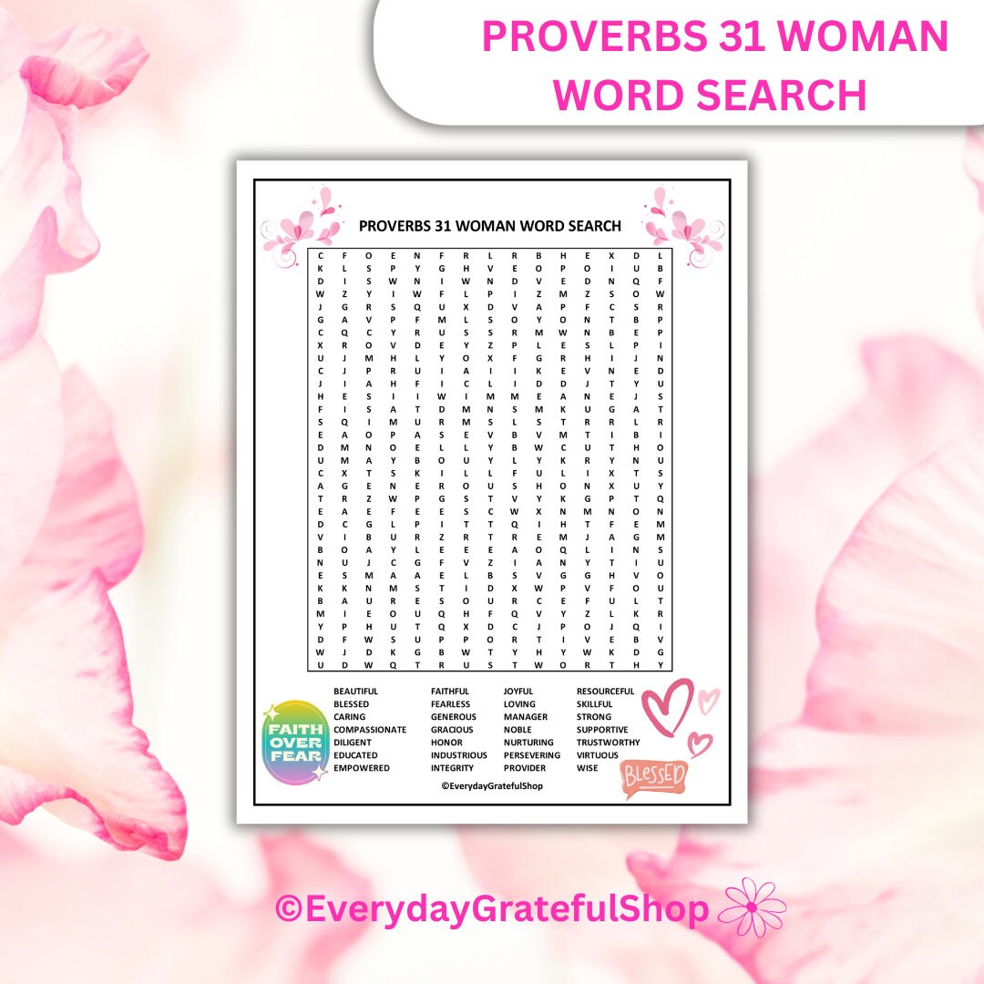 Proverbs 31 Woman Word Search Puzzle: Christian Activity (digital ...
