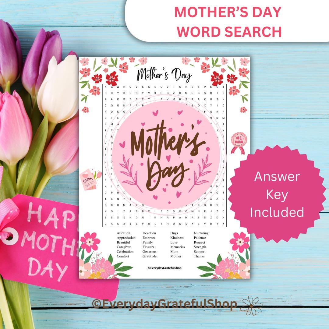 Mother's Day Word Search Puzzle | Printable Mother's Day Activity for ...