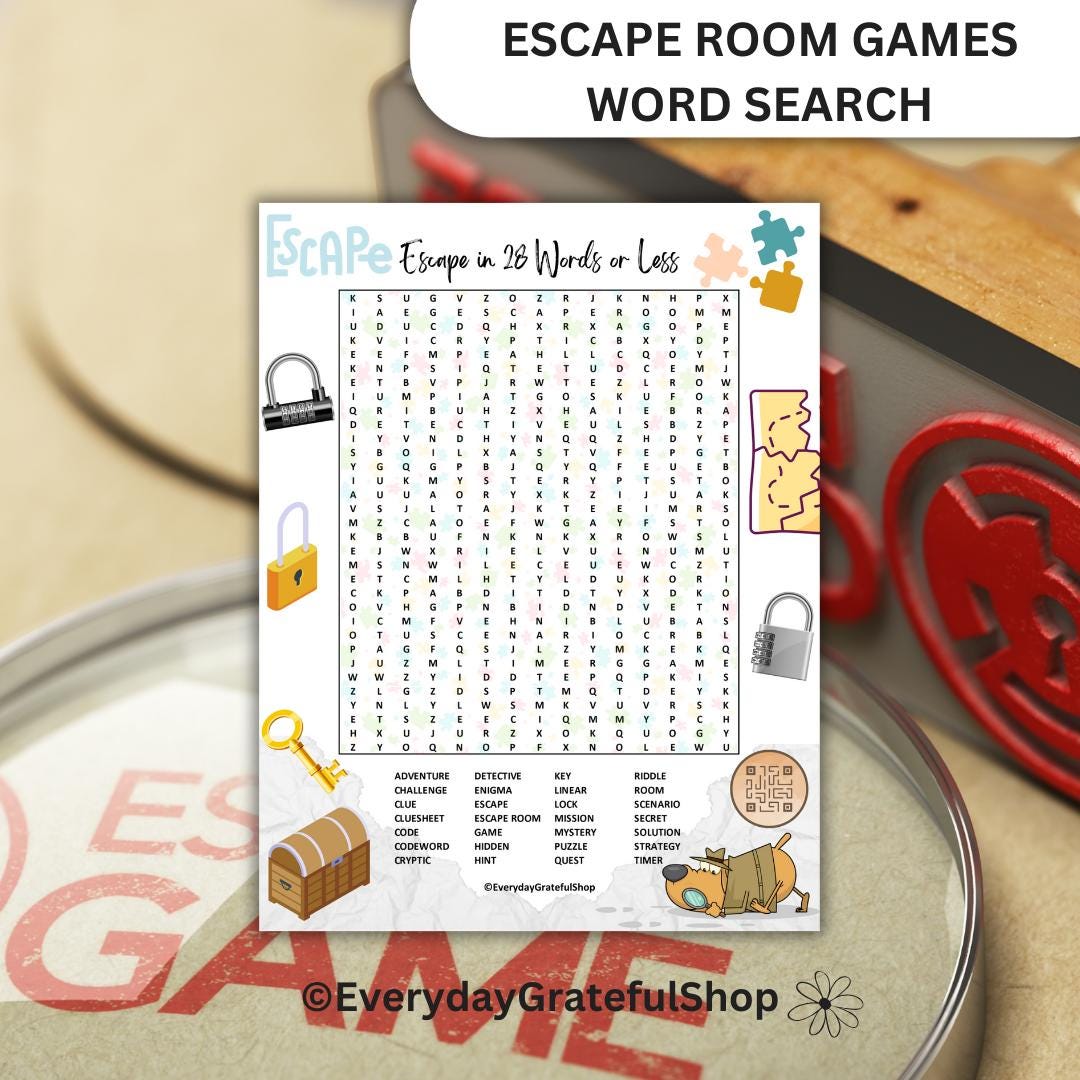 Escape Room Word Search Puzzle – Printable Mystery Game for Teens ...