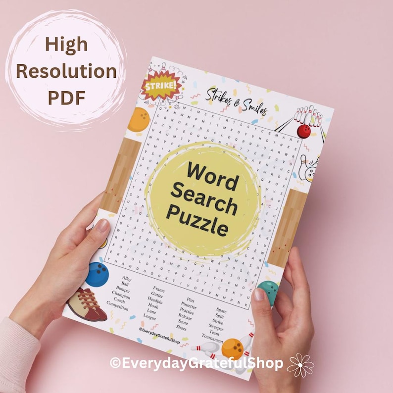 Bowling Word Search Puzzle: Printable Kids Party Game (PDF Download - Etsy