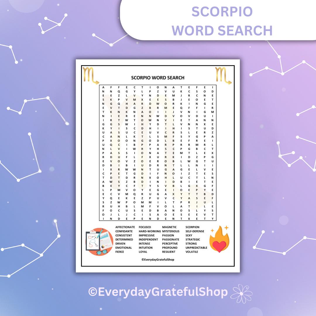 Scorpio Zodiac Word Search Puzzle: Astrology Game (instant Download) - Etsy