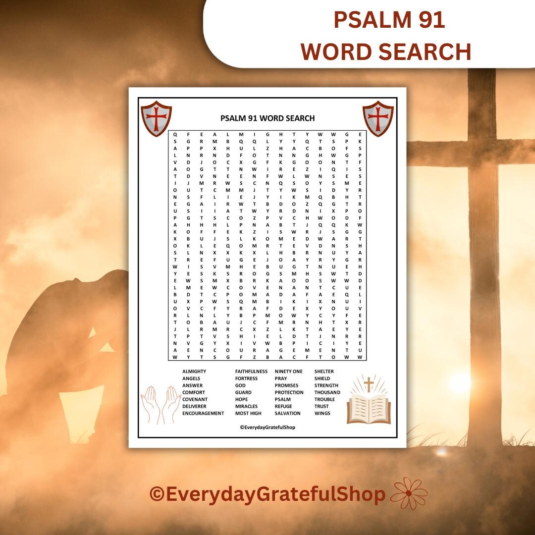Psalm 91 Word Search Printable - Fun and Interactive Bible Study Theme Activity Game - Instant ...