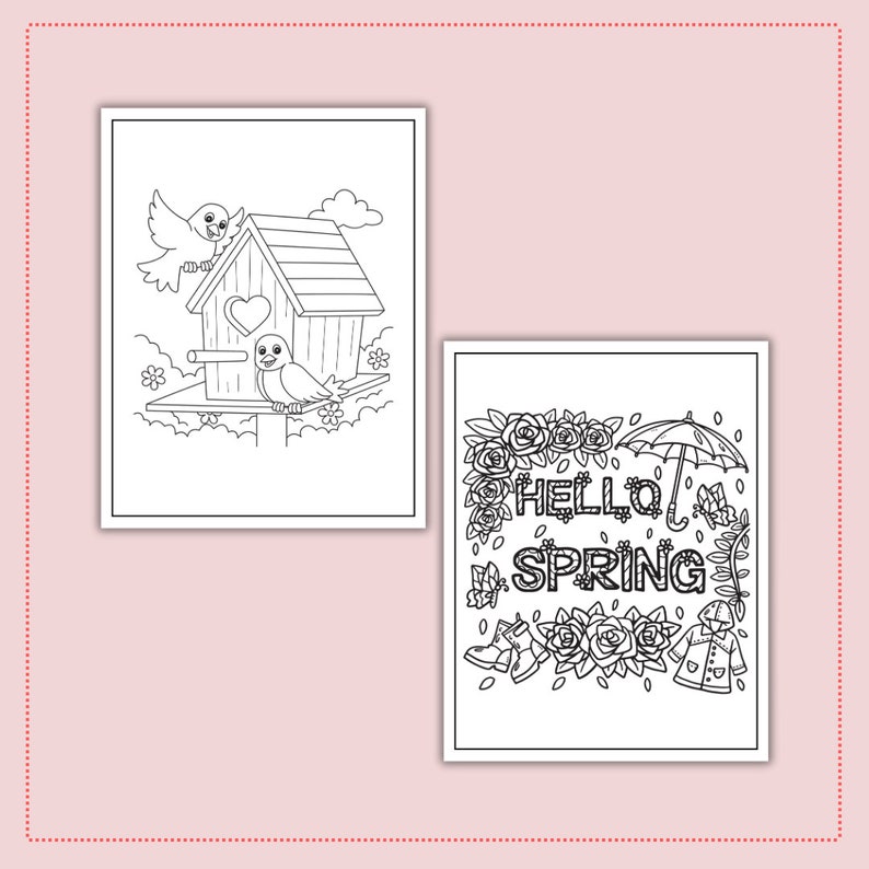 Spring Coloring Pages Happy Spring Flowers Multiple Coloring Pages ...