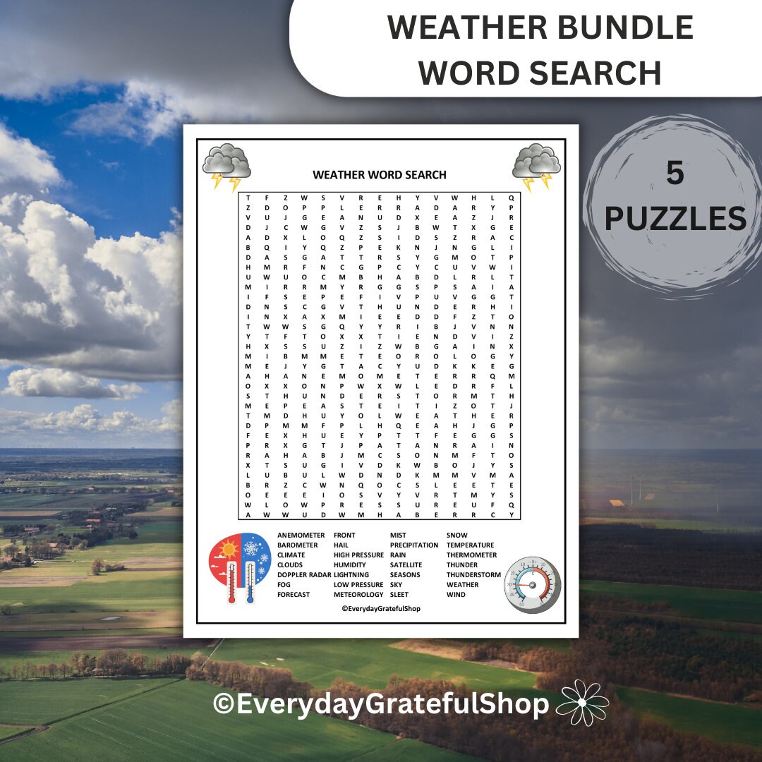Weather Word Search Weather-themed Puzzle Educational Word Search ...