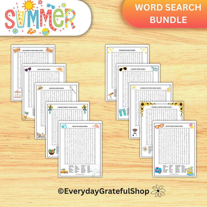 Summer Word Search Summer-themed Puzzle Seasonal Word Search Fun Summer ...