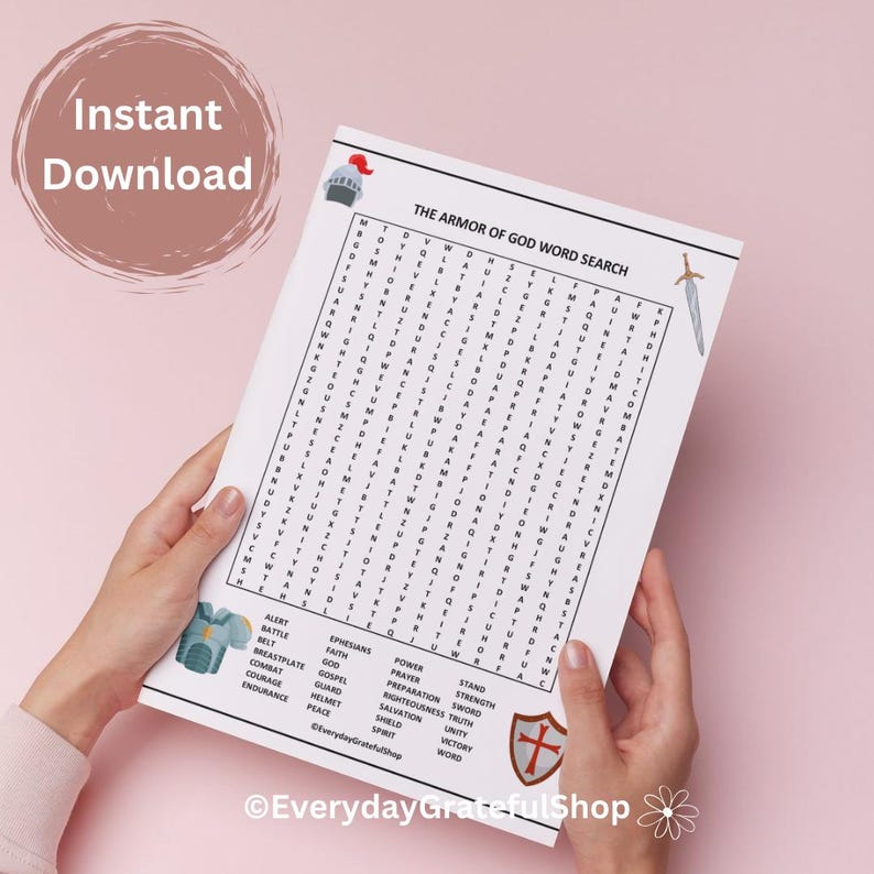 Armor of God Word Search Puzzle: Bible Activity (digital Download) - Etsy