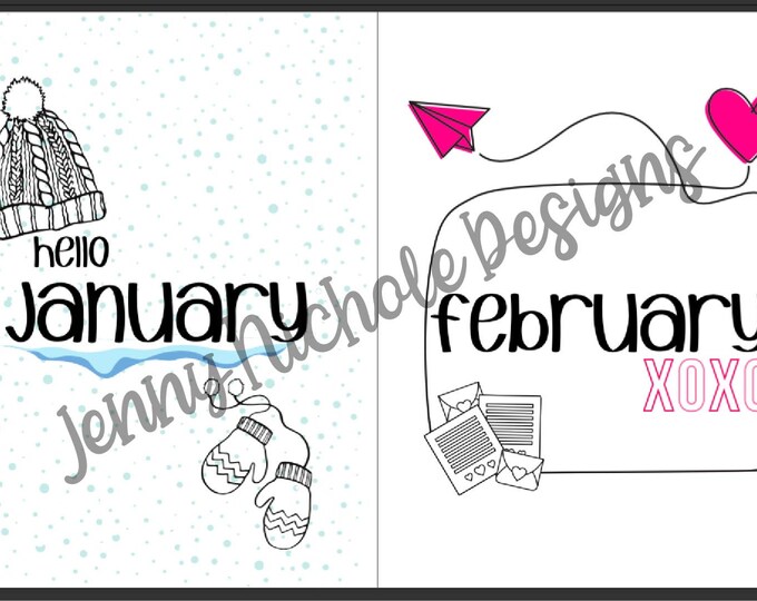 Monthly Covers for Bullet Journals and Planners, Month Entry , Month ...