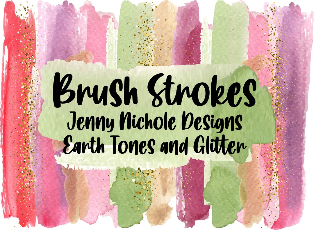 Watercolor Brush Strokes: Earth Tones With Glitter (PNG File) - Etsy