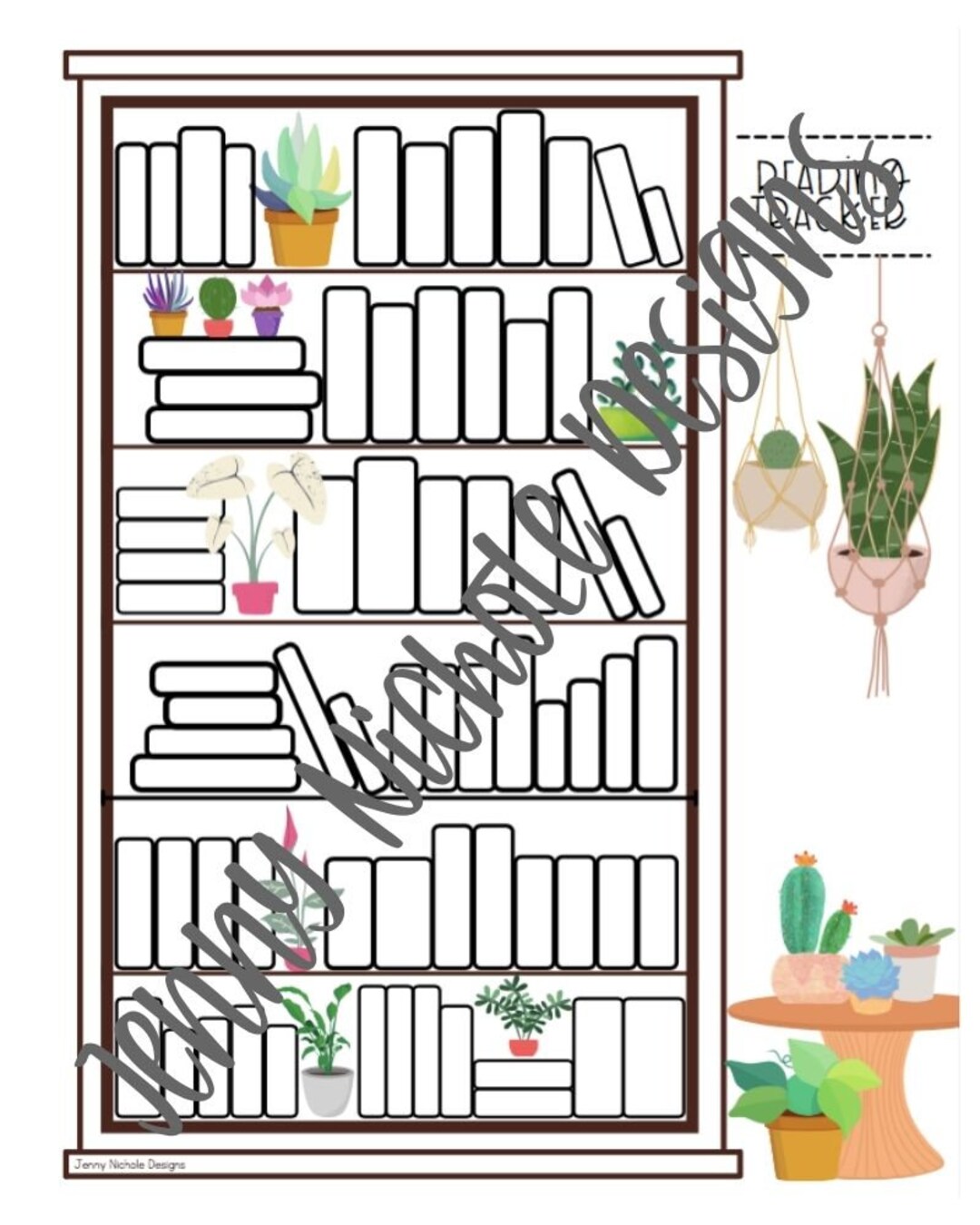 PRINTABLE Planner Page: Colorful BOOKSHELF / READING Planner Page ...