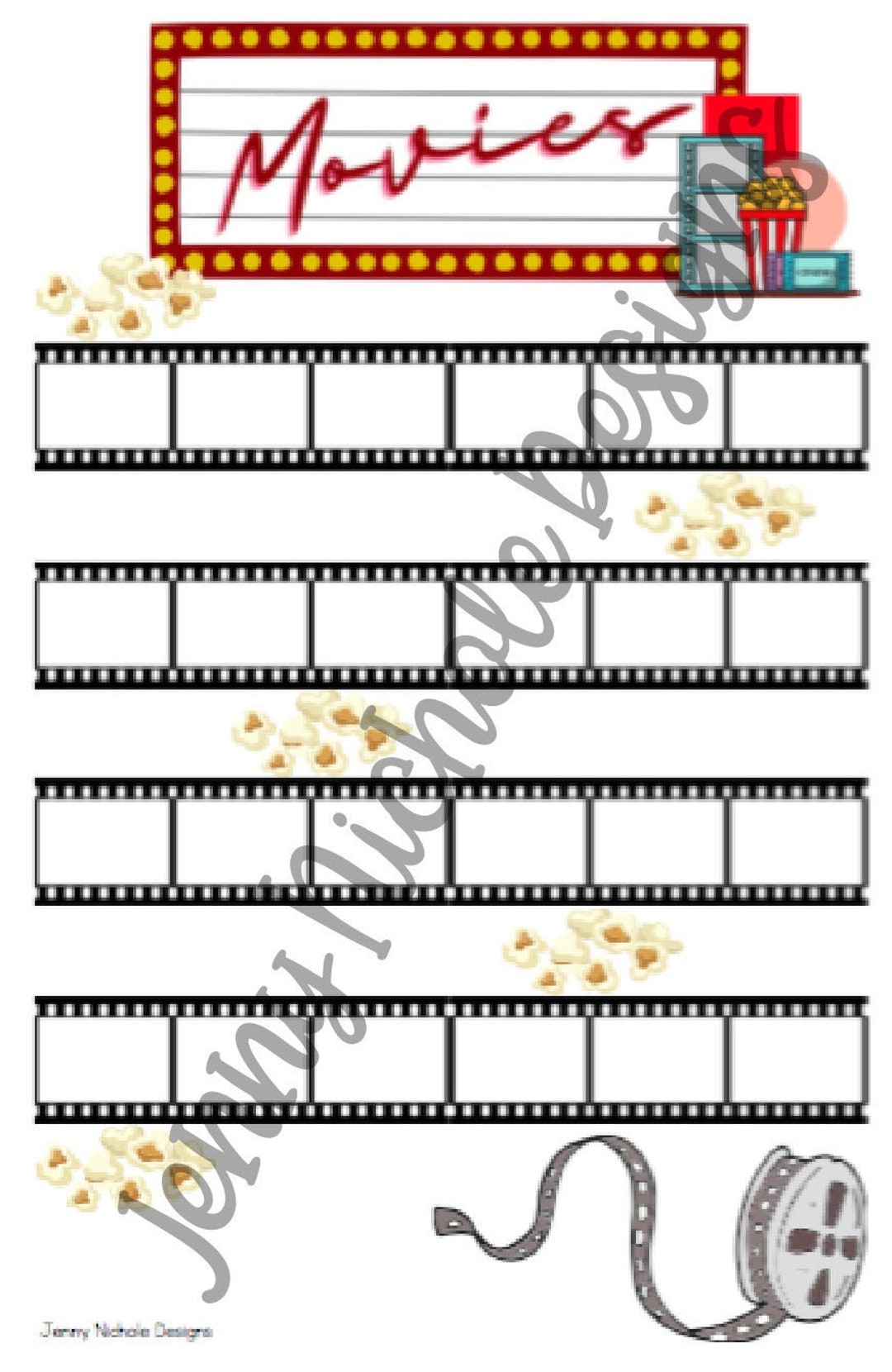 PRINTABLE Bullet Journal Planner: Movies Watched/to Watch, Movie ...