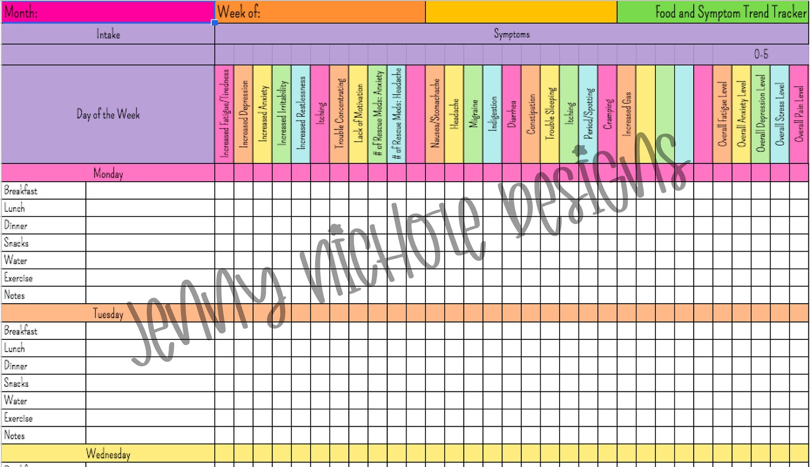 Digital Bullet Journal: Year in Pixels Habit/symptom/mood - Etsy