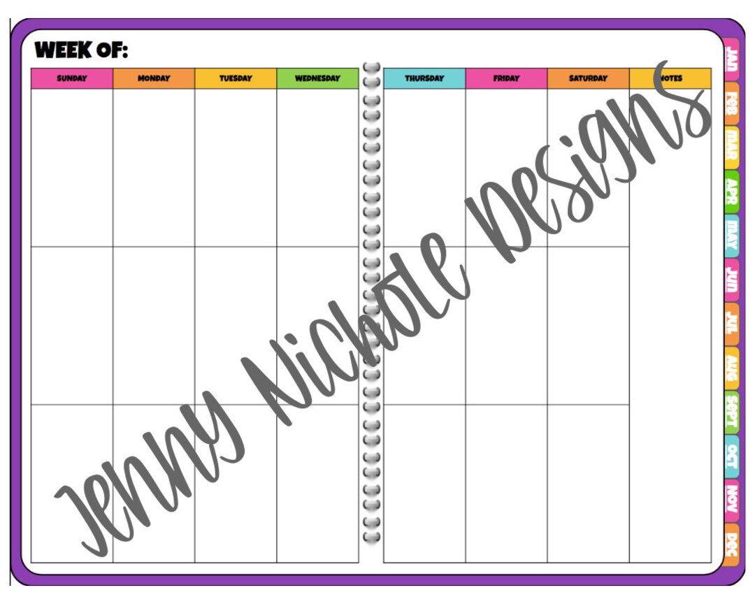 Editable Digital Planner: Weekly/monthly Vertical Layout With Stickers ...