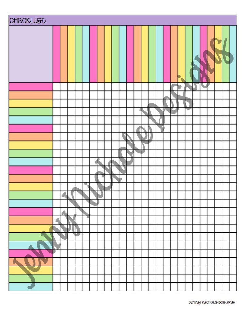 PRINTABLE Bullet Journal Planner: VERTICAL Checklist - Etsy