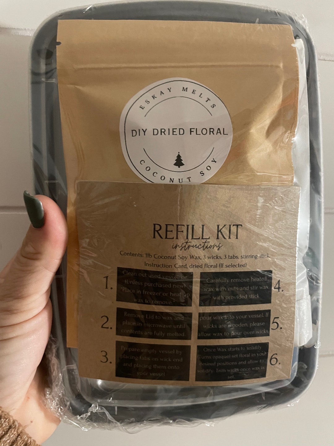 Candle Refill Kit | Soy Coconut Wax | Ready to Pour | Wooden Bowl ...